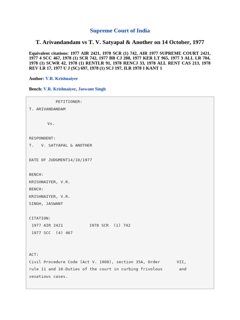 Supreme Court of India - 5 | PDF | Vexatious Litigation | Lawsuit