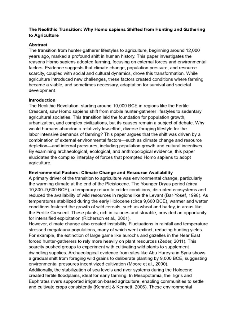 The Neolithic Transition - Why Homo Sapiens Shifted From Hunting and ...