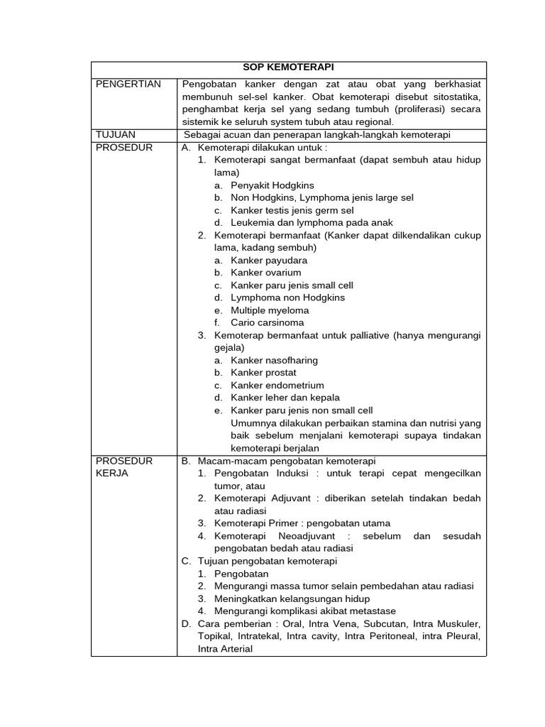 Sop Kemoterapi | PDF