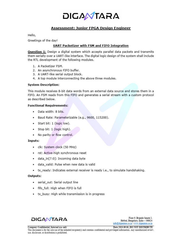 Assessment JR FPGA Design Engineer Digantara | PDF | Field Programmable Gate Array | Logic Synthesis