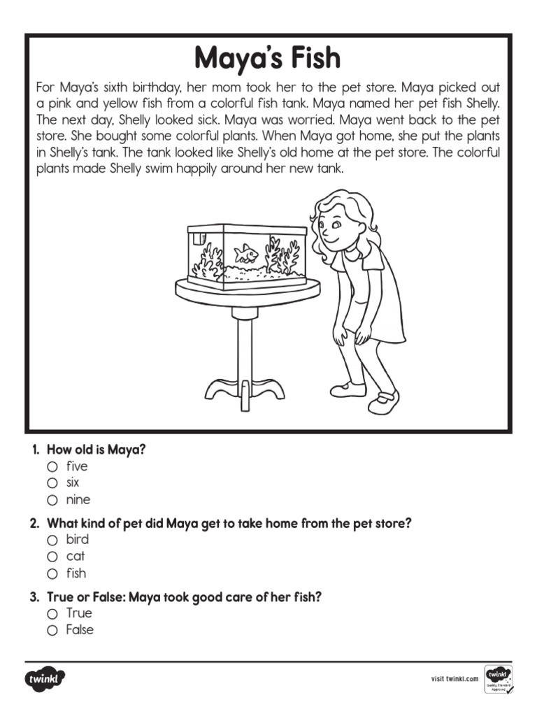 BW Mayas Fish Reading Passage Comprehension Activity | PDF