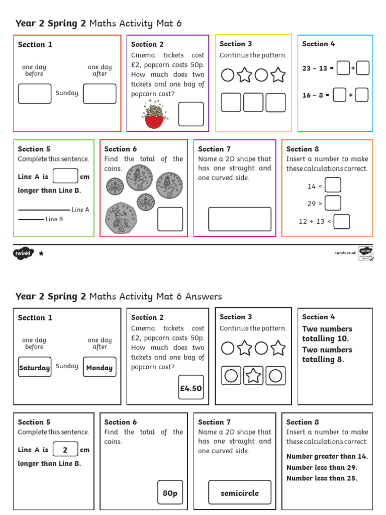 Year 2 Spring 2 Activity Mat 6 | PDF