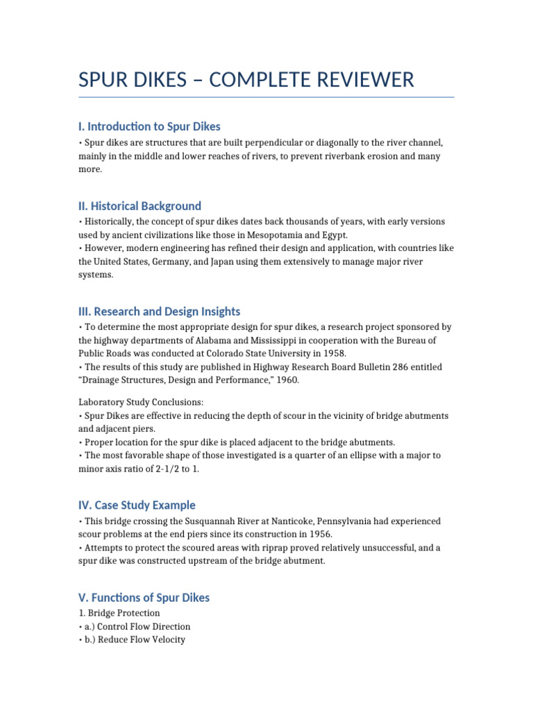 Spur Dikes: Design and Benefits Overview | PDF | Levee | River