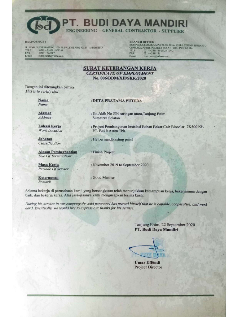 Pengalaman PT.BDM_1 | PDF