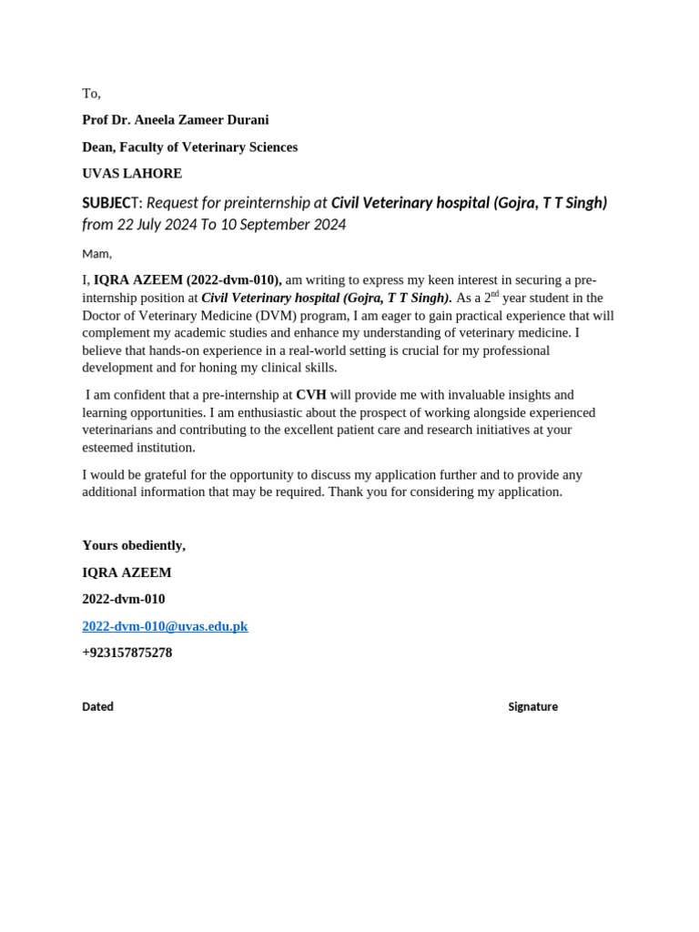 Intership Application | PDF