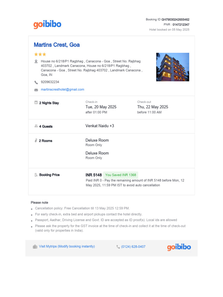 Booking Confirmation Voucher | PDF