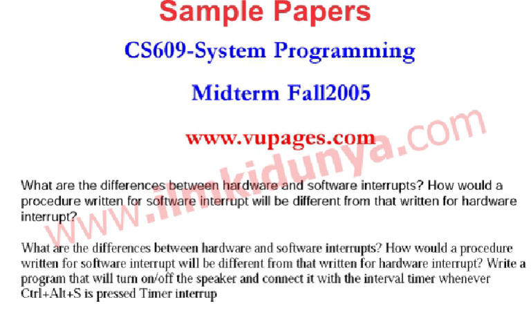 CS609 System Programming Master of Computer Science VU University Past ...