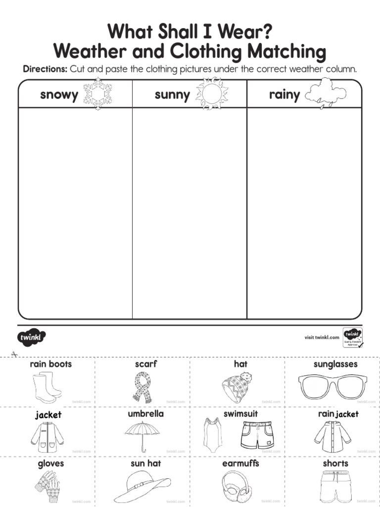 Weather and Clothing Matching Activity | PDF