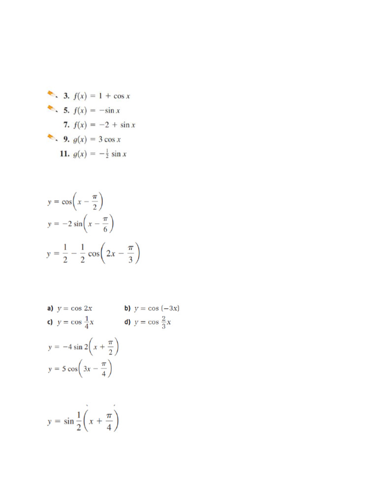 Worksheet 3 (Practice) - Graph of Sine and Cosine Function | PDF