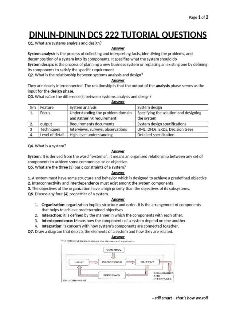 Dcs 222 Tutorial Questions | PDF | System | Survey Methodology