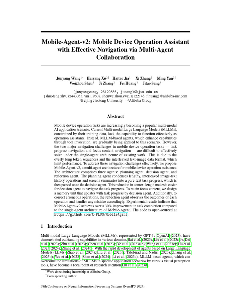 NeurIPS 2024 Mobile Agent v2 Mobile Device Operation Assistant With ...