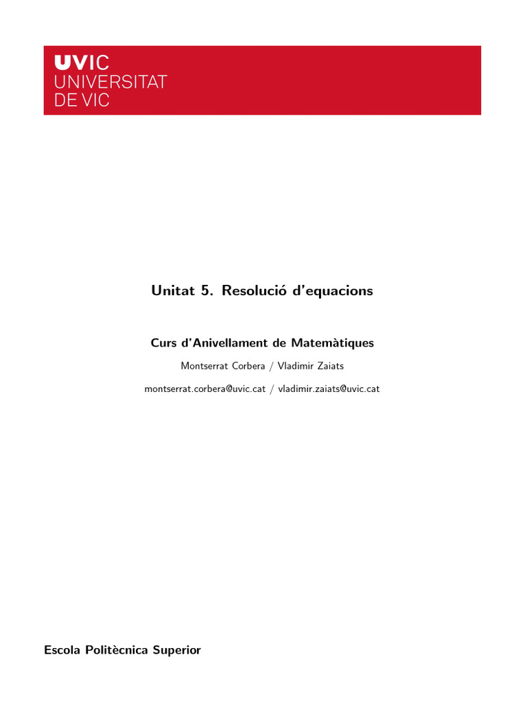 Unitat 5 Equacions | PDF