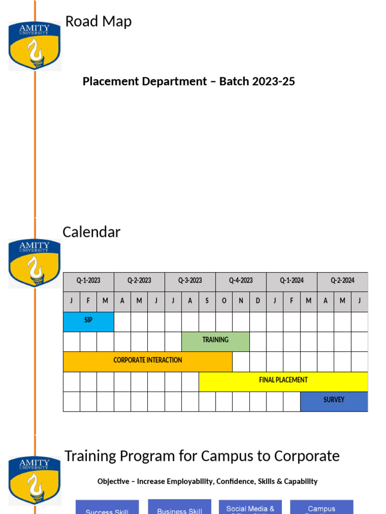 Amity - Roadmap For Placement Activities - Batch 2023-25 | PDF