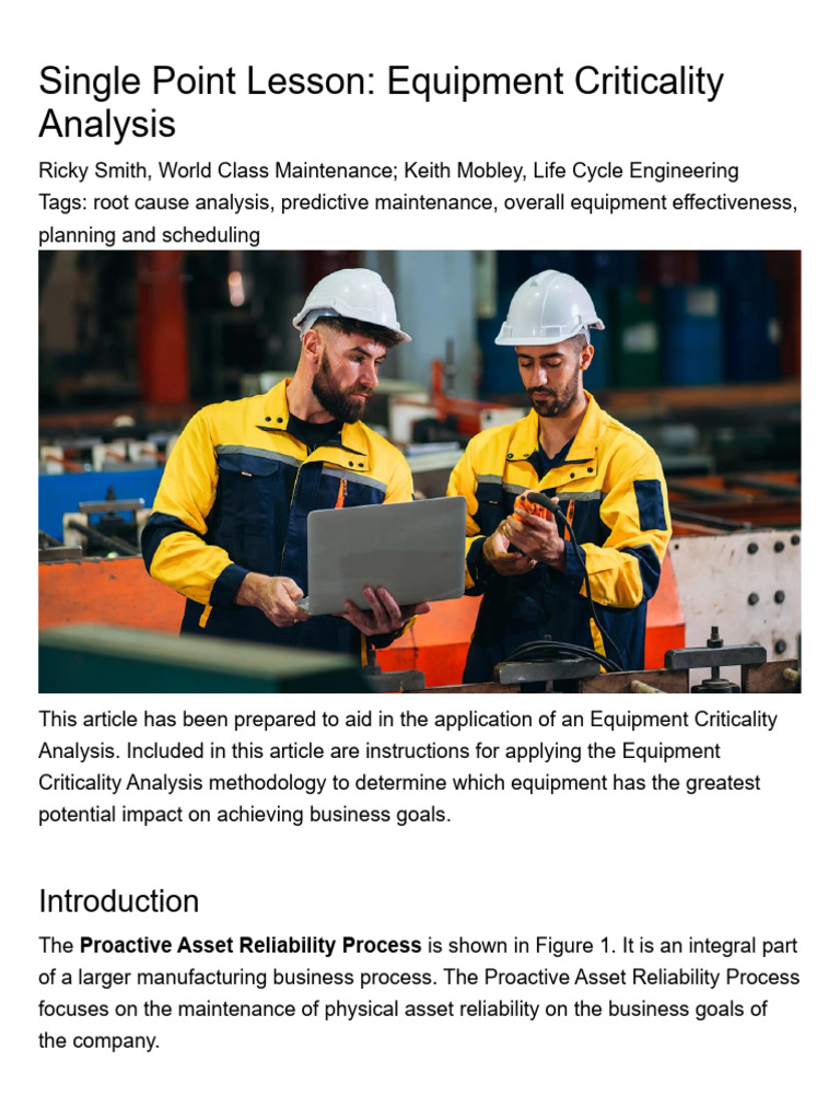 Equipment Criticality Analysis-2 Sugar Mill | PDF | Reliability Engineering | Risk