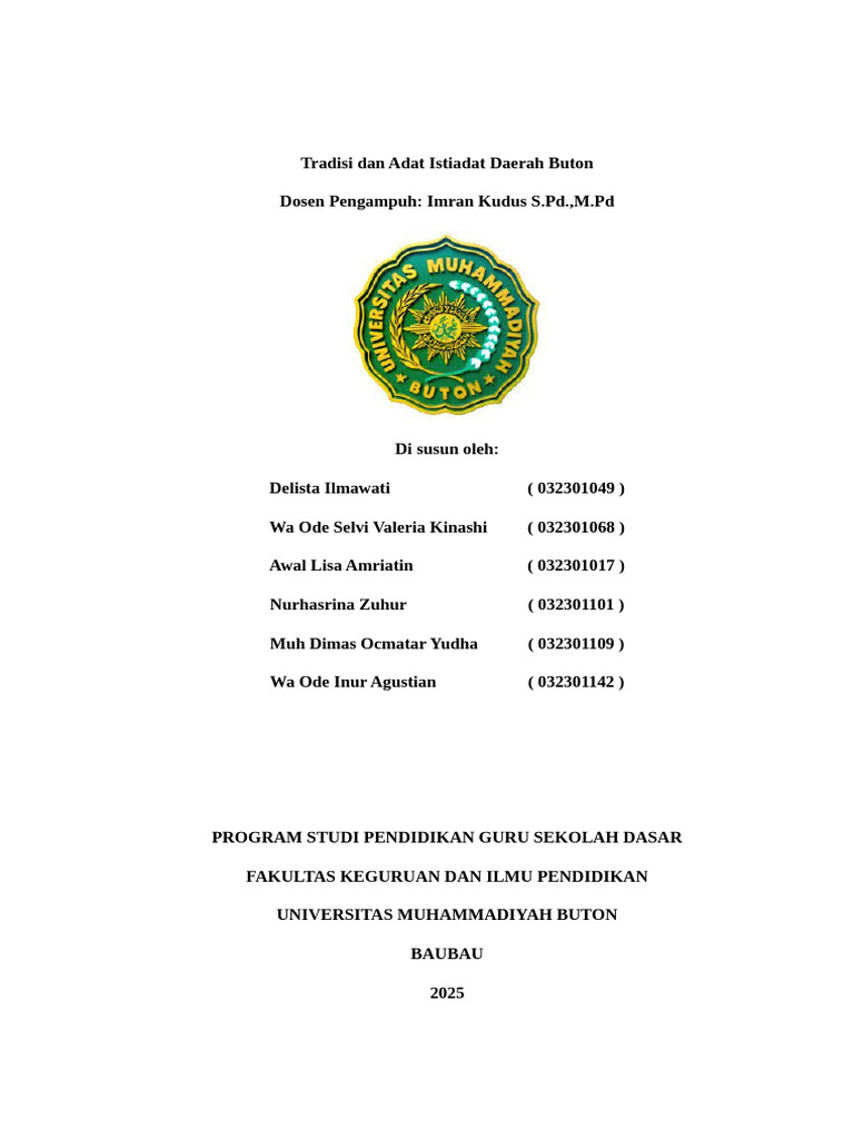 Tradisi Adat Suku Buton dan Nilainya | PDF