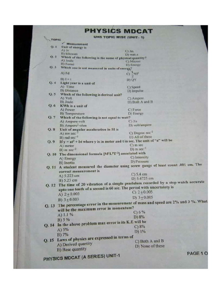 MDCAT Mock Test | PDF