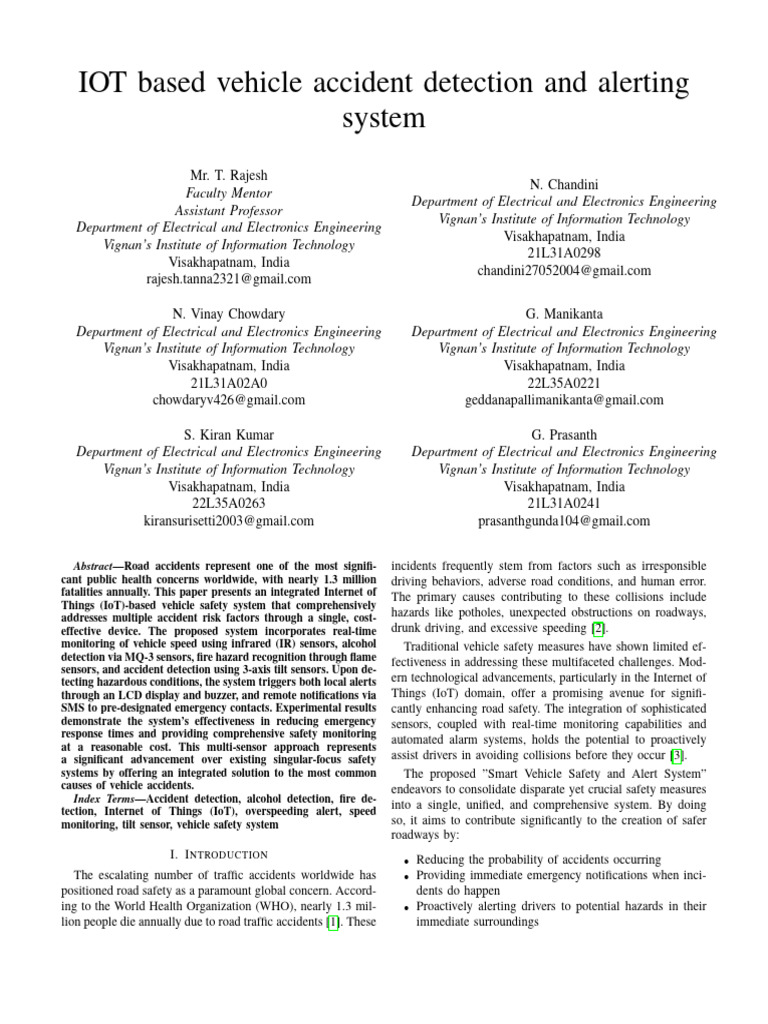 IOT Based Vehicle Accident Detection and Alerting System-1 | PDF | Internet Of Things | Traffic ...