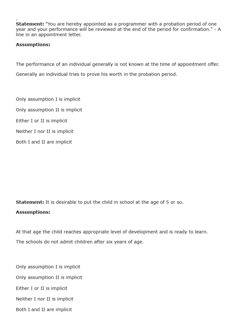 Implicit Assumptions in Statements Analysis | PDF | Economies ...