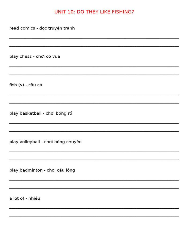 Vocabulary - Writing - Practice - Unit10 - Lessons 1-3 | PDF