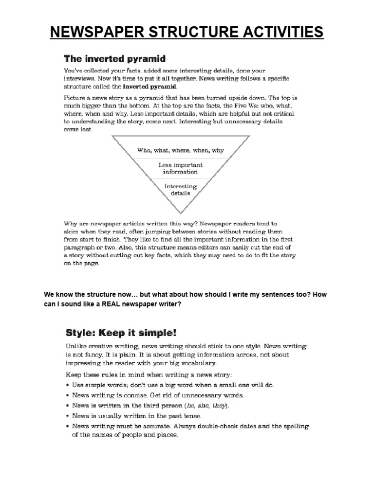 Newspaper Activities | PDF