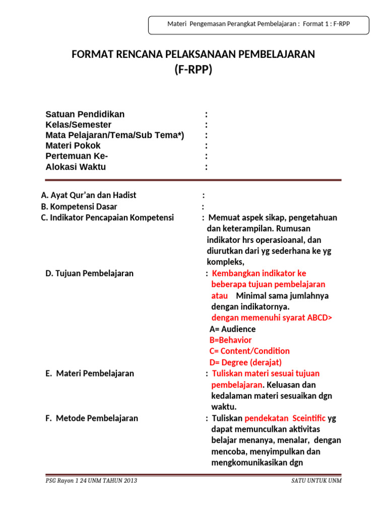 Contoh - Format - RPP | PDF