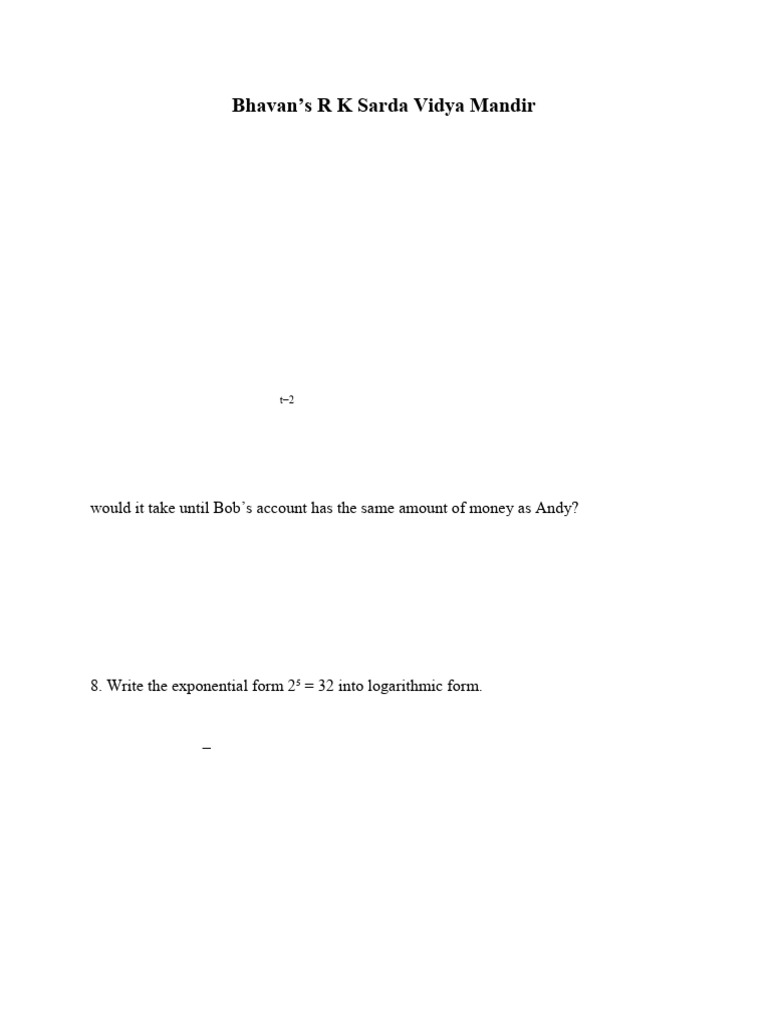 Class-XI Applied Math Practice Questions 25-26 | PDF | Logarithm ...