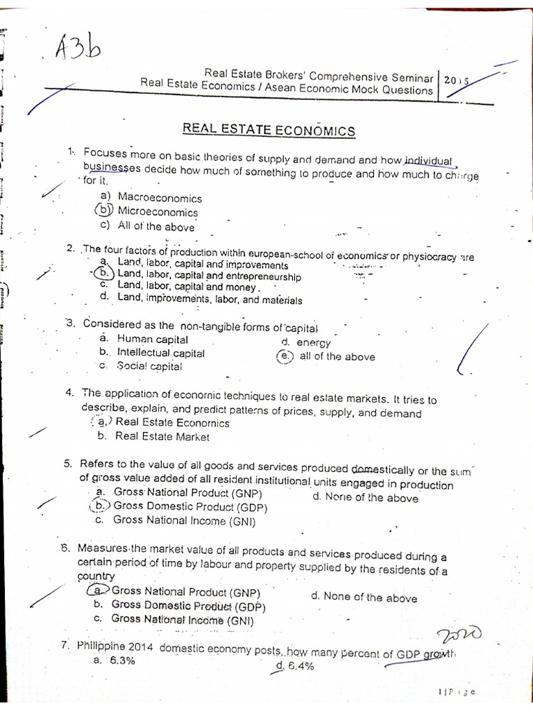 Reb Mock Exam RE Economics | PDF