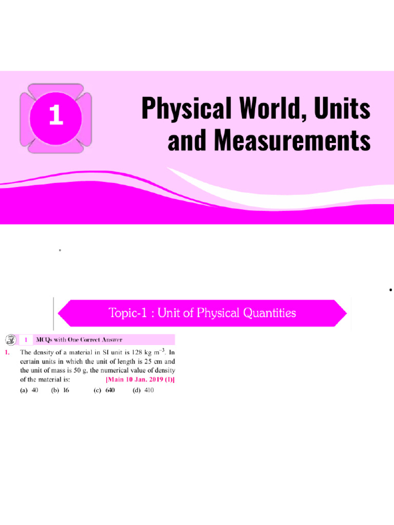 Physical World Units and Dimension | PDF