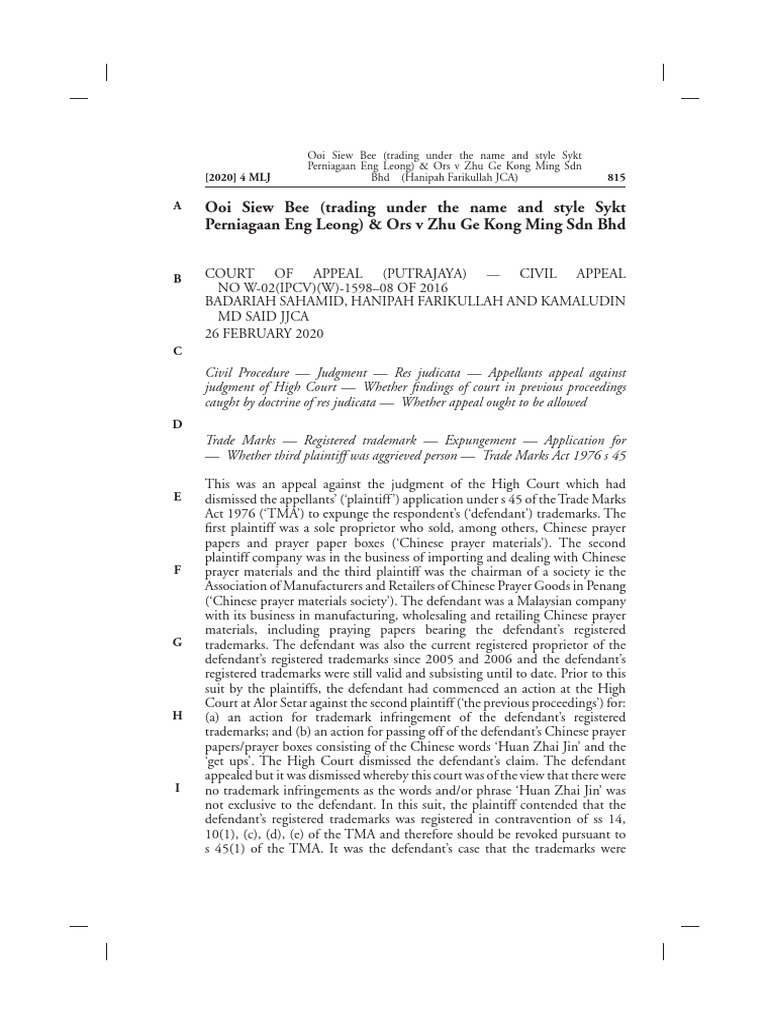 Ooi Siew Bee (Trading Under The Name and Style Sykt Perniagaan Eng ...