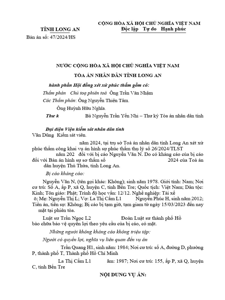 bản án số 47-2024-HSST ngày 22-05-2024 | PDF