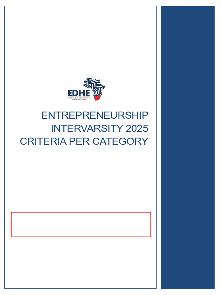 Annexure 2 EDHE Entrepreneurship Intervarsity 2025 Judging Criteria | PDF | Entrepreneurship ...