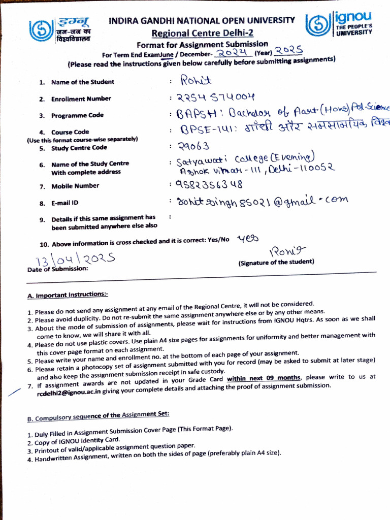 Bpse141 Rohit 2254574004 Bapsh | PDF