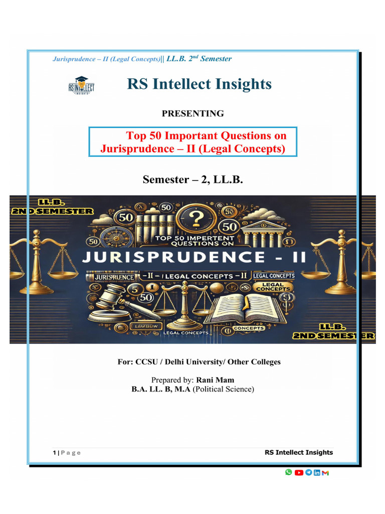 Top 50 Important Jurisprudence - II For LLB 2nd Semester | PDF