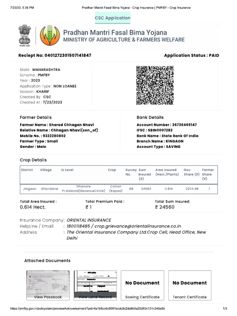 SHARAD PIK VIMA | PDF