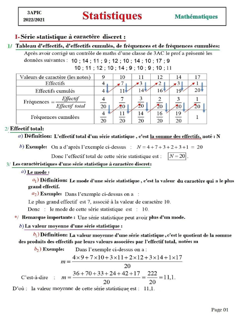 Statisques Cours 3AC Maths 2 - Copie | PDF