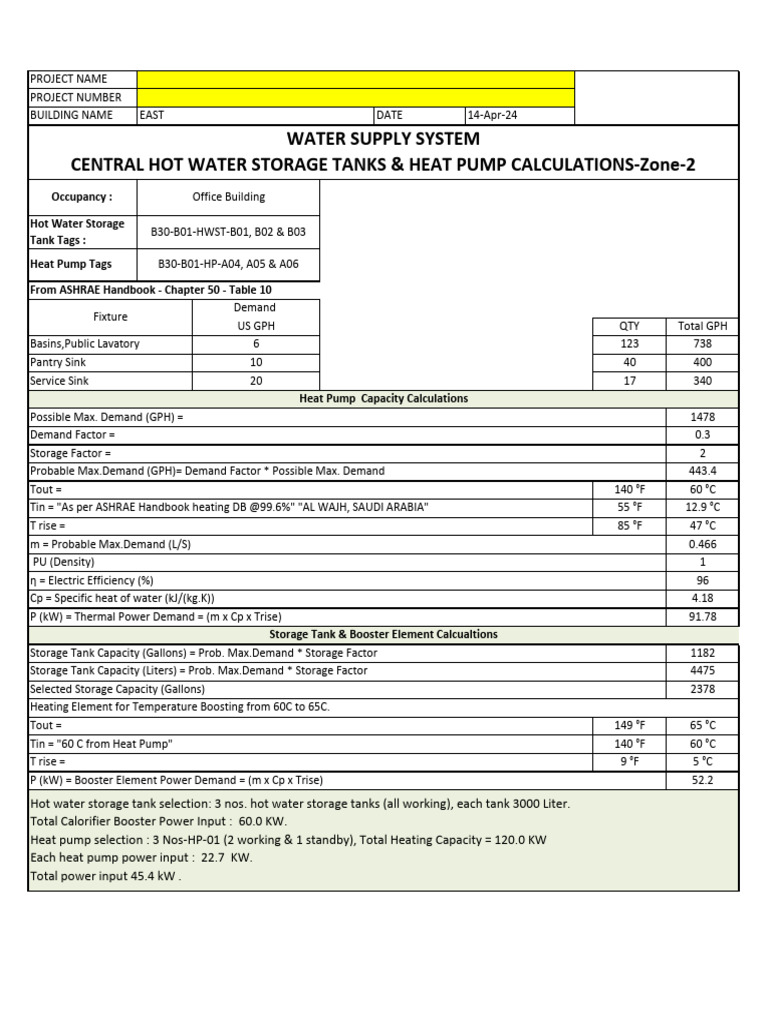 Hot Water System Design Calculations | PDF | Water Heating | Heat Transfer