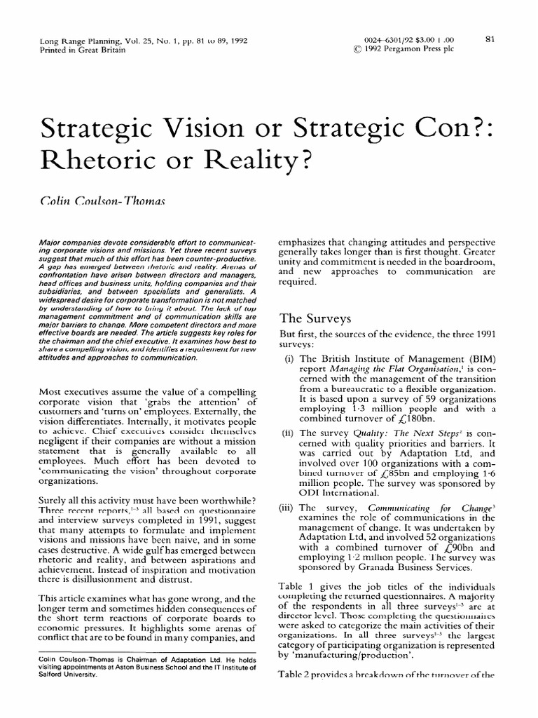 Strategic Vision or Strategic Con Rhetor | PDF | Supply Chain | Board ...