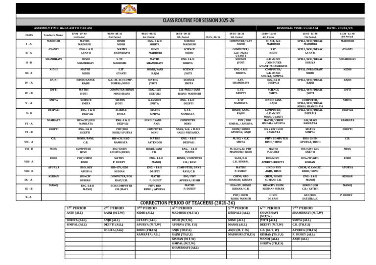 GW ROUTINE - SESSION 25-26 - 23 April 25 Morning Classes | PDF