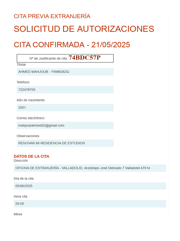 Proceso Automático para La Solicitud de Cita Previa | PDF