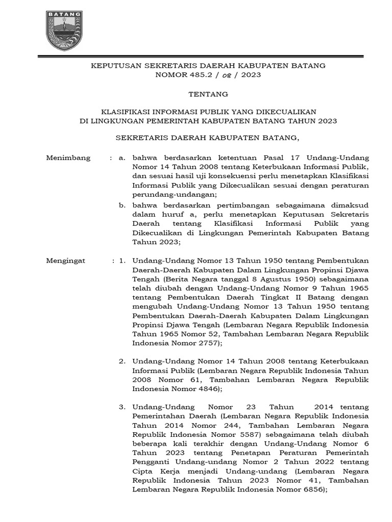 Daftar Informasi Dikecualikan | PDF