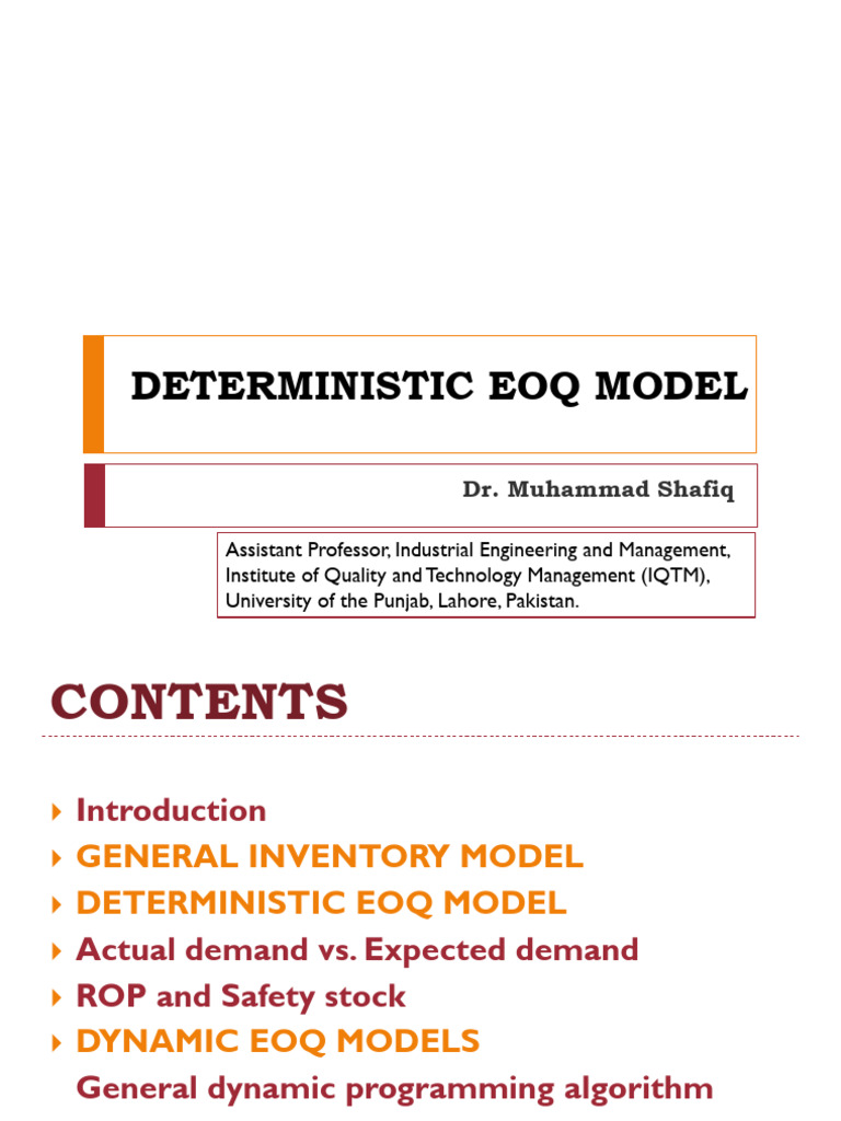 Deterministic EOQ Model Overview | PDF | Production And Manufacturing ...