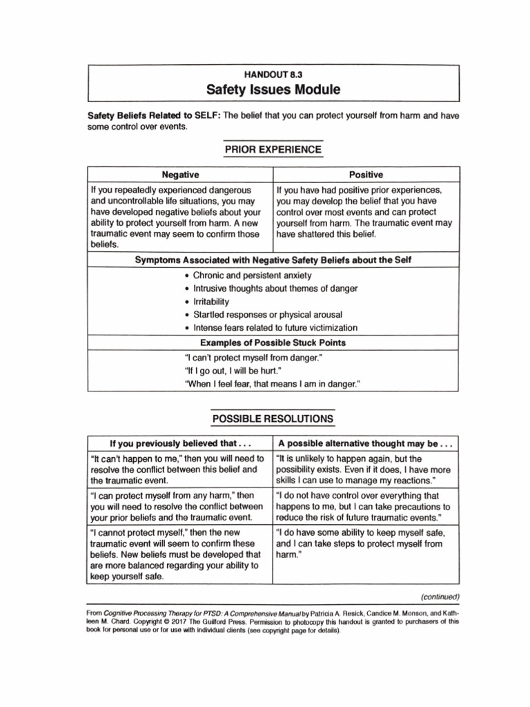 Safety Trust - Cognitive Processing Therapy | PDF