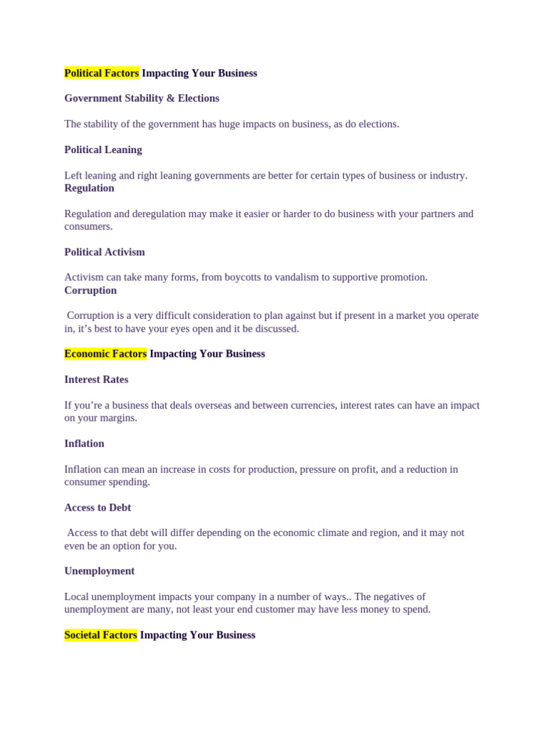Business External Factors | PDF | Inflation | Data
