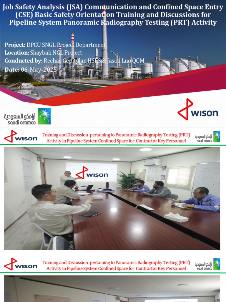 JSA Communication and Basic Confined Space Entry Safety Oprientation ...