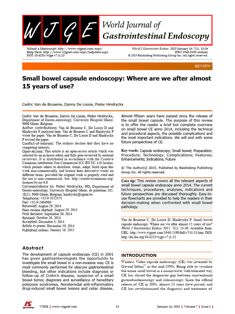 2015 - 15 years review of WCE | PDF | Medical Imaging | Colonoscopy