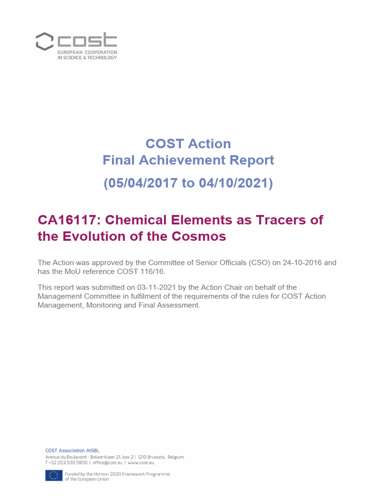 Final Achievement Report-CA16117 | PDF | Astronomy | Astrophysics