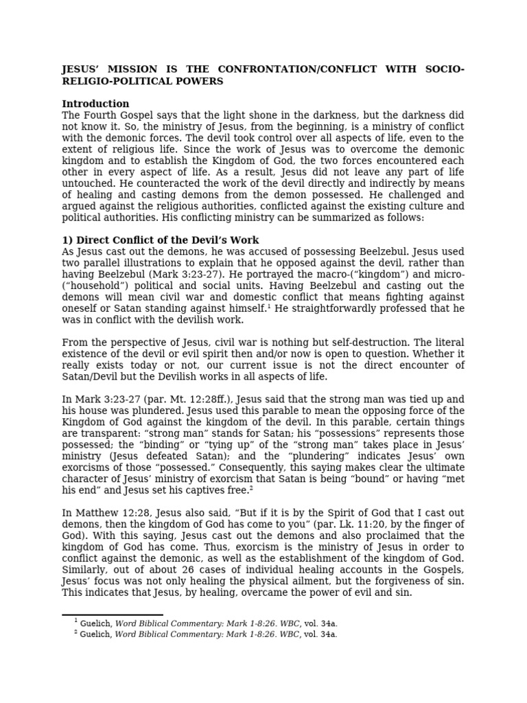 Jesus Ministry As The Ministry of Confrontation | PDF | Jesus | Satan