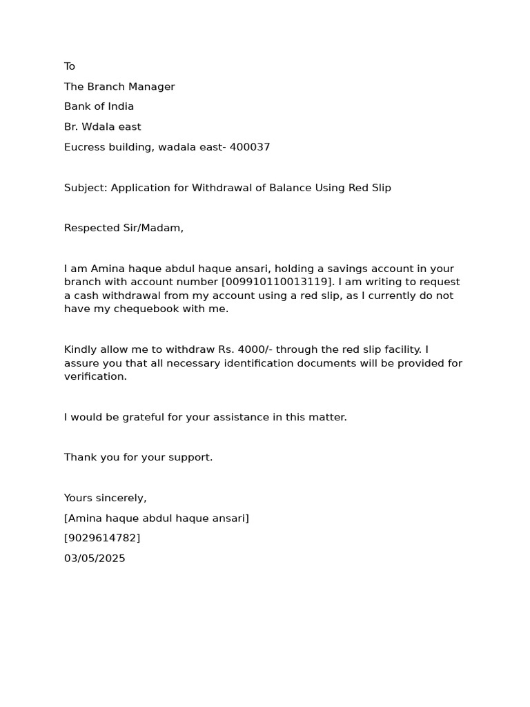 Withdrawal Application | PDF