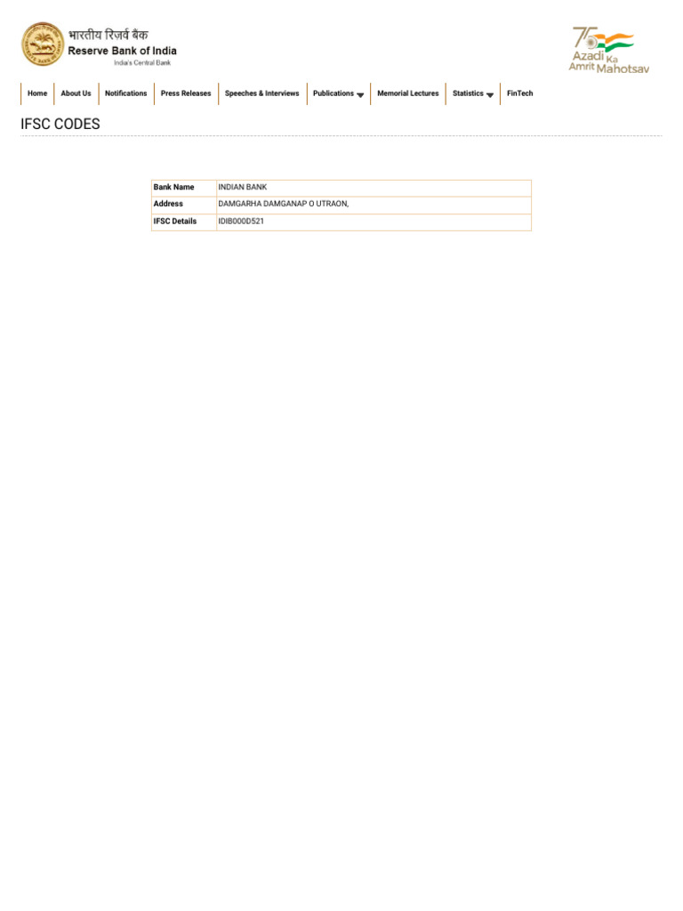 Reserve Bank of India - IFSC Search | PDF