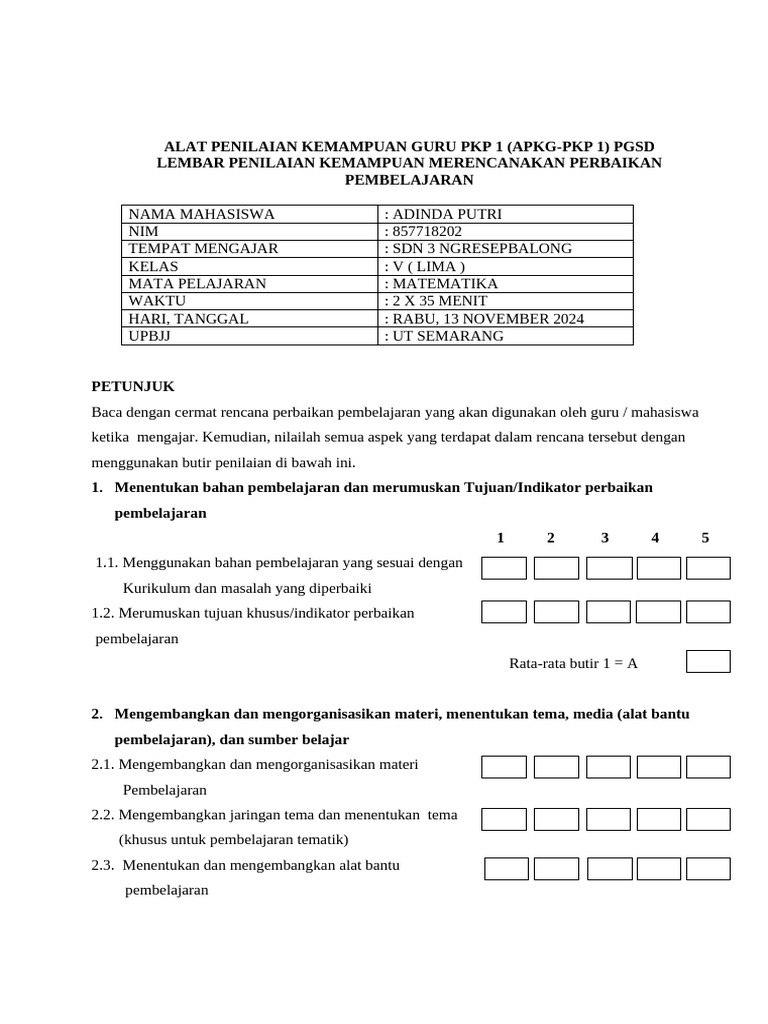 APKG1&2 Siklus 1 | PDF